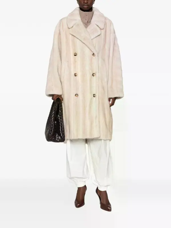 SWORD 6644 Double-breasted Faux-fur Coat