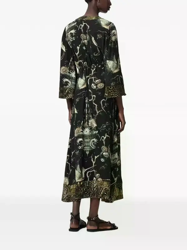 ALLSAINTS Animal-print Graphic-print Midi Dress - Black