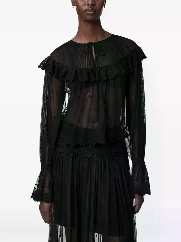 ALLSAINTS Ruffled Lace-trim Blouse