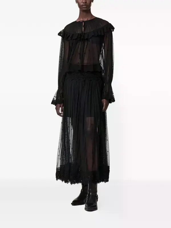 ALLSAINTS Ruffled Lace-trim Blouse