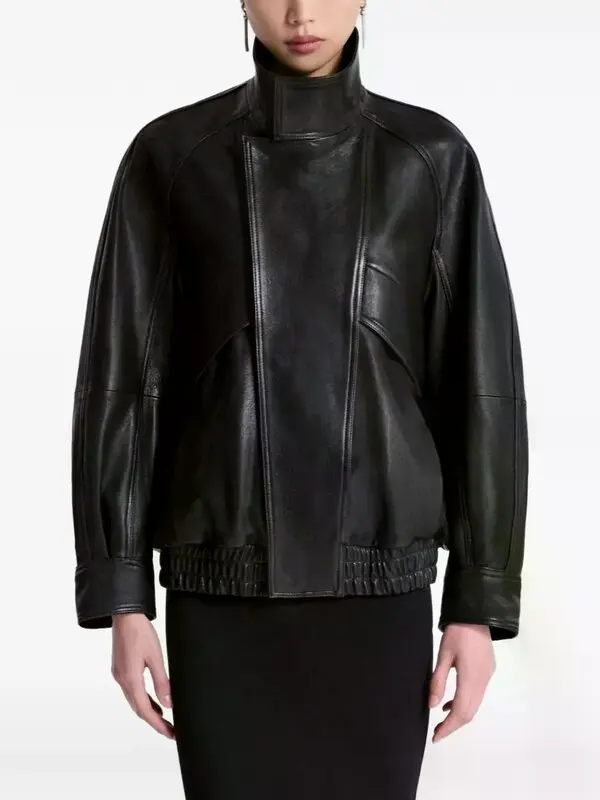 Nour Hammour Ariste High-collar Leather Jacket