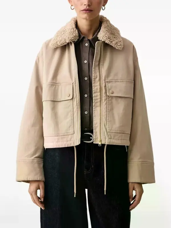 Marc O'polo Shearling-collar Drawstring-hem Jacket - Neutrals