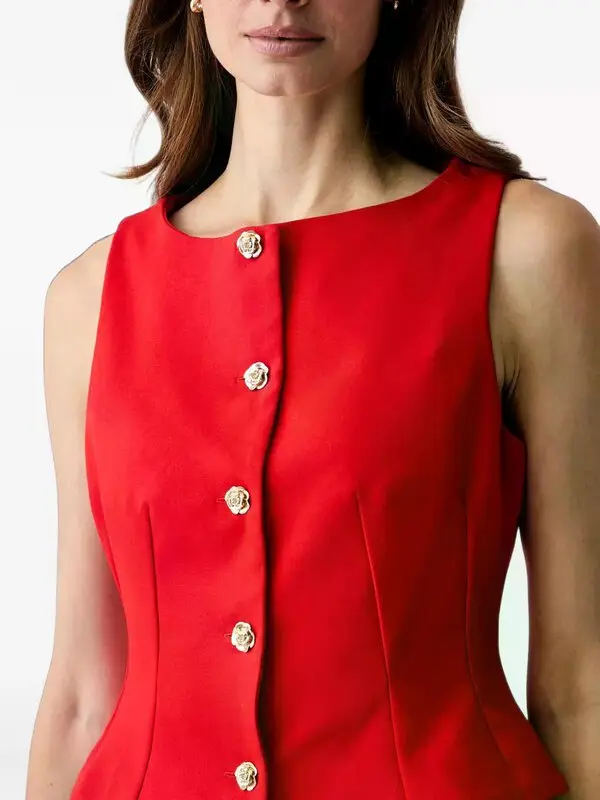 MORGAN Rose-button Peplum Top