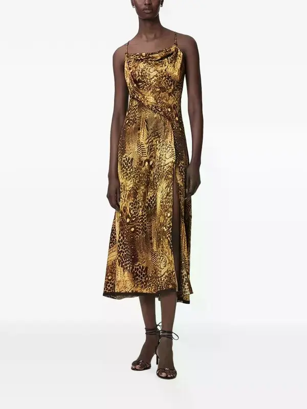 ALLSAINTS Claire Animal-print Midi Dress - Gold