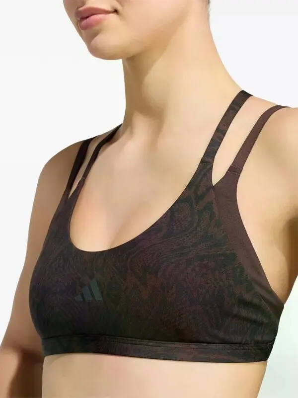 Adidas Optime Workout Snake-print Sports Bra - Brown