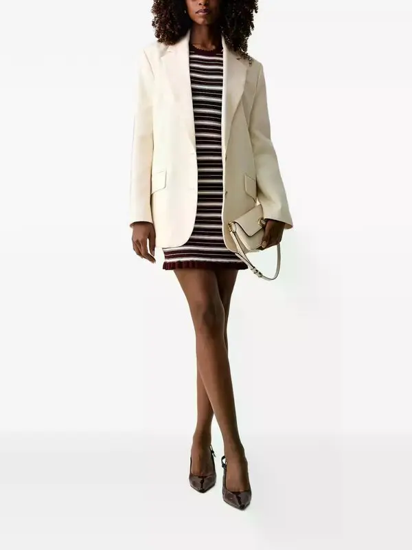 MORGAN Striped Scalloped-trim Mini Dress