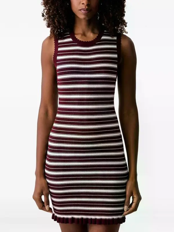 MORGAN Striped Scalloped-trim Mini Dress