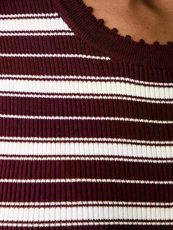 MORGAN Striped Scalloped-trim Mini Dress