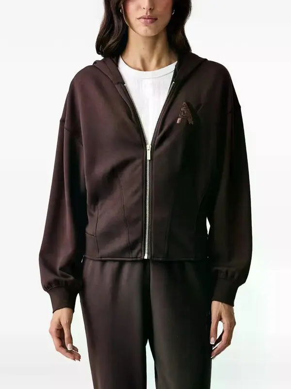 Armani Exchange Sequin-logo Zip-up Hoodie