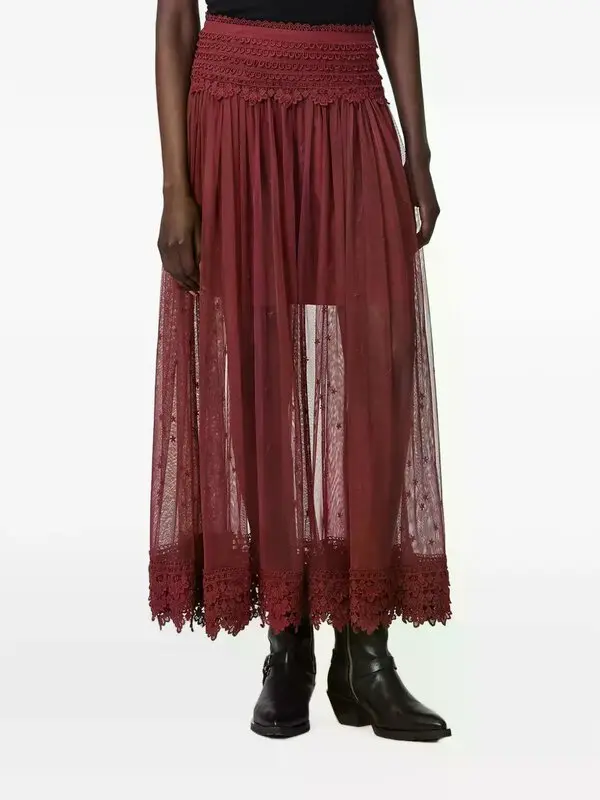 ALLSAINTS Lace-trim Mesh Midi Skirt