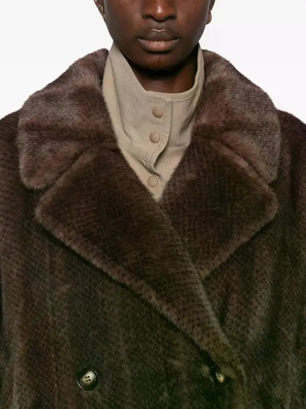 SWORD 6644 Double-breasted Faux-fur Coat