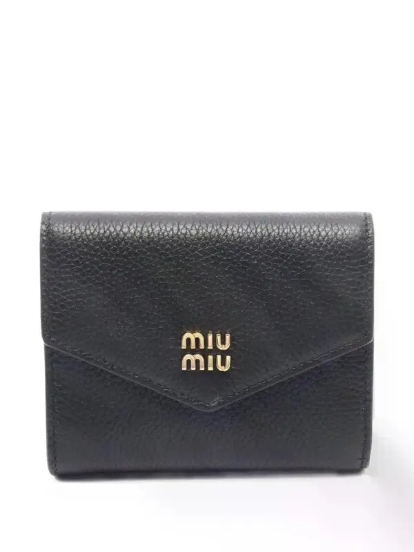 Miu Miu 2020s Vit Daino Trifold Wallet - Black