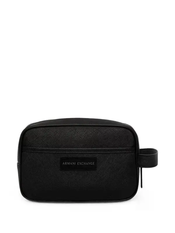 Armani Exchange Logo-patch Wash Bag - Black