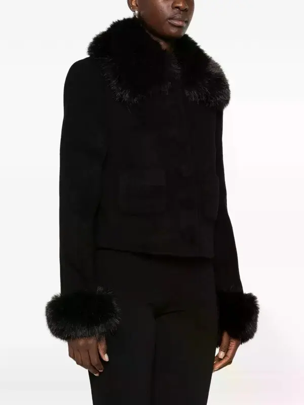 SELF-PORTRAIT Faux-fur Trim Button-up Jacket
