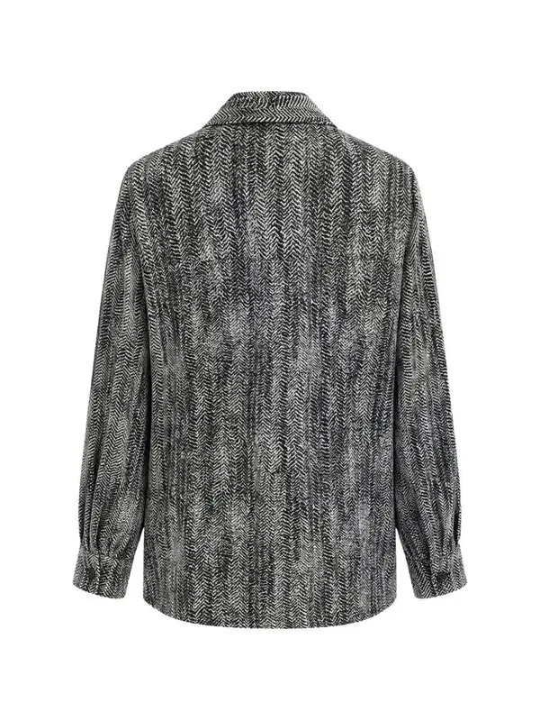 CLIPS Lace-appliqué Herringbone-pattern Shirt