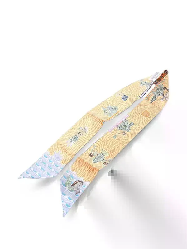 Hermès 2010s Super Silk Quest Ribbon Scarf