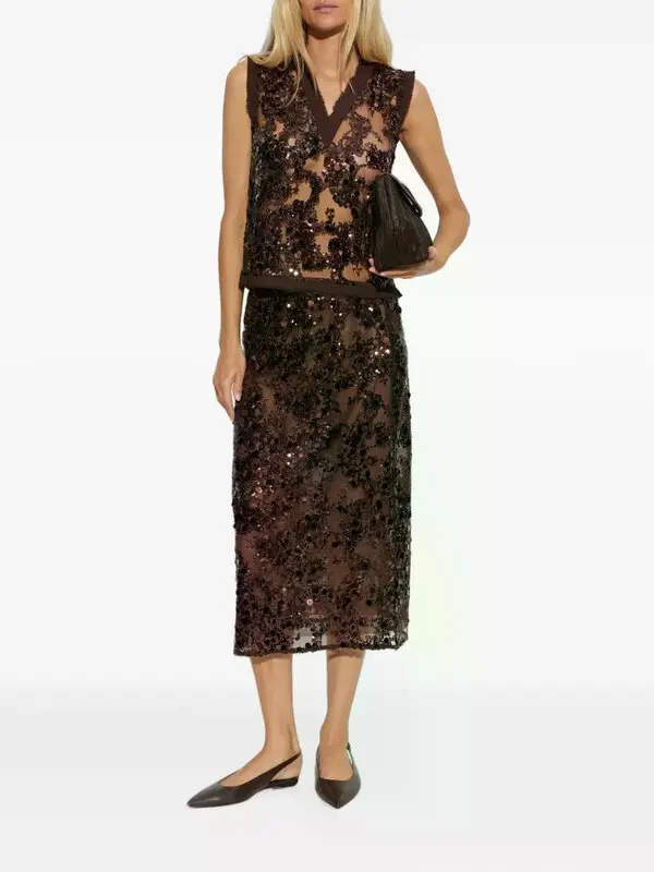 Baum Und Pferdgarten Shania Sequin-embellished Midi Skirt - Brown