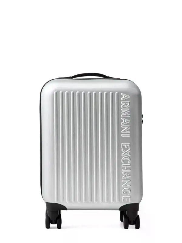 Armani Exchange Logo-embossed Ridged Luggage - Silver