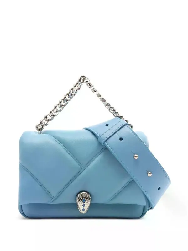 BVLGARI 2010s Mini Serpenti Cabochon Cross Body Bag - Blue