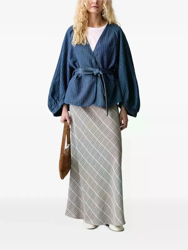 Munthe Vidya Belted Balloon-sleeve Jacket - Blue