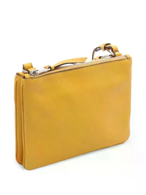 Prada 2010s Metal-logo Shoulder Bag - Yellow