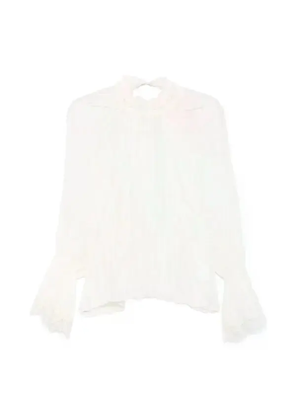 PHILIA LOFT Lace-trimmed Pleated Top