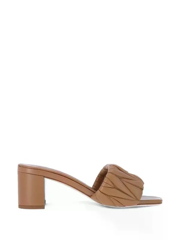 Miu Miu Matelassé Nappa Leather Slides - Brown