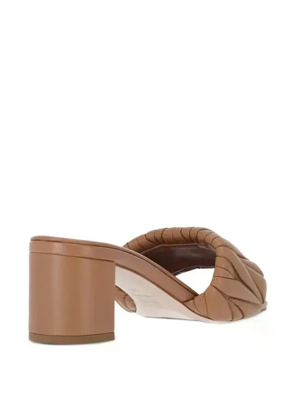 Miu Miu Matelassé Nappa Leather Slides - Brown