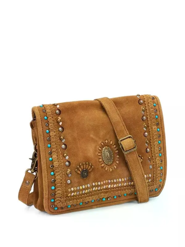 FRAU Stud-embellished Suede Shoulder Bag - Brown