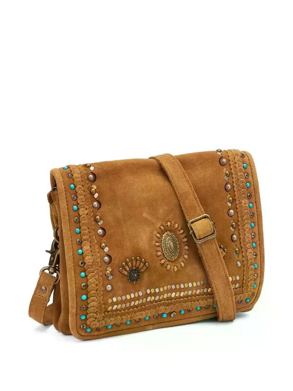 FRAU Stud-embellished Suede Shoulder Bag - Brown