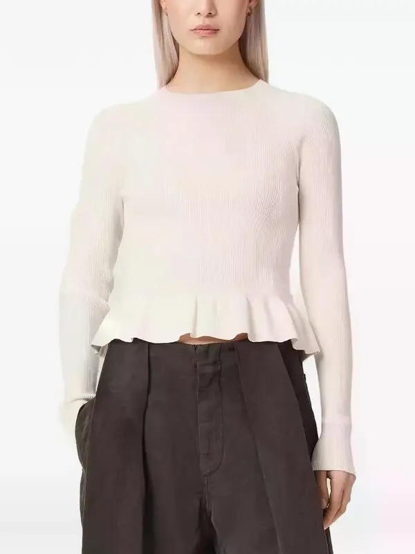 ALLSAINTS Ruffled Ribbed-knit Sweater - White