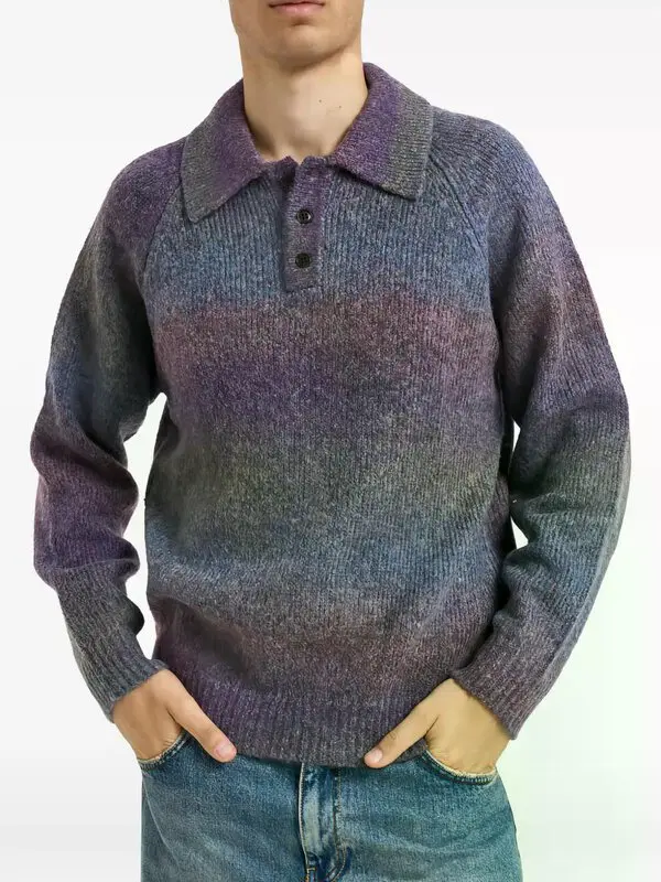 LES DEUX Knitted Raglan-sleeve Polo Shirt