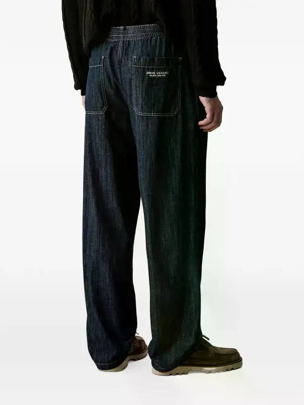Armani Exchange Drawstring-waist Logo-embroidered Jeans