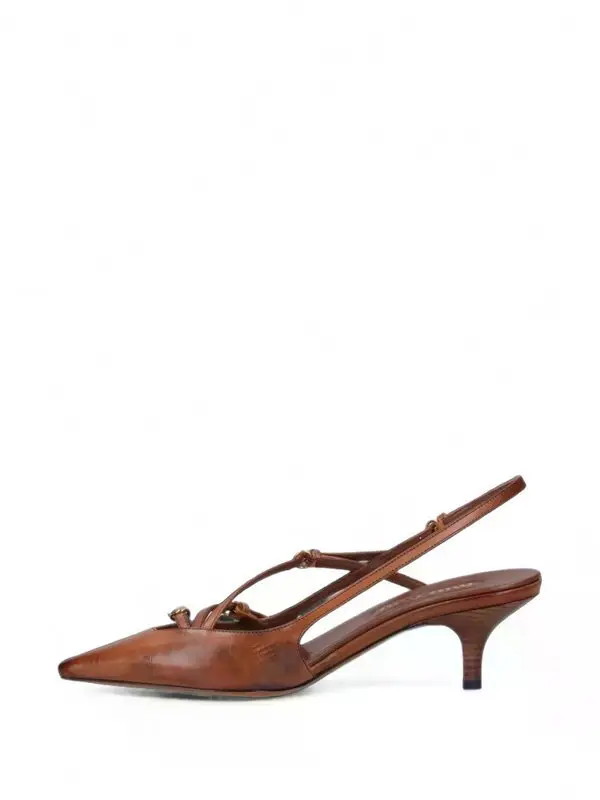 Miu Miu Buckled Slingback Pumps - Brown
