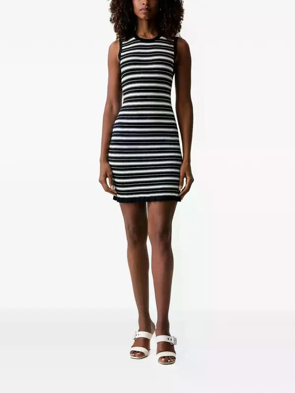 MORGAN Striped Scalloped-trim Mini Dress