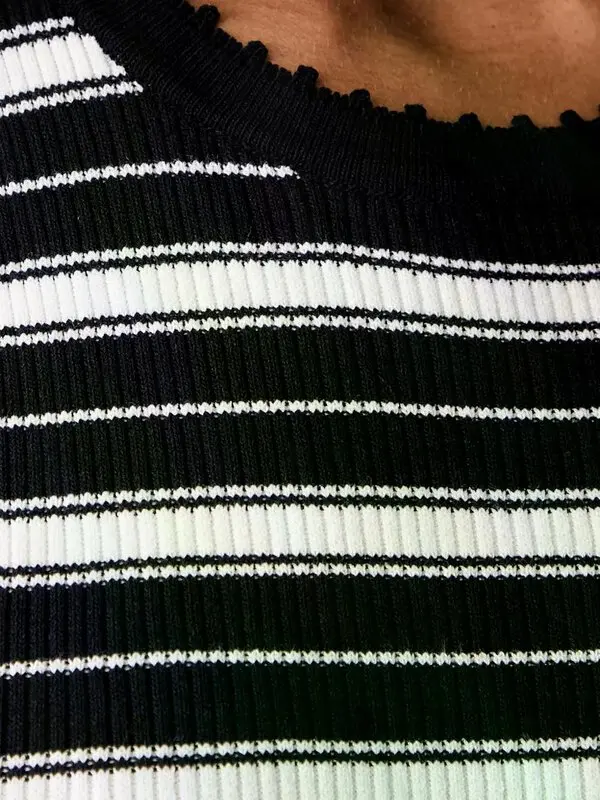 MORGAN Striped Scalloped-trim Mini Dress