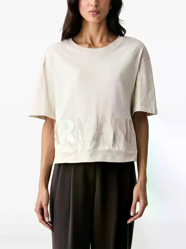 Armani Exchange Sequin-embellished Logo T-shirt - Neutrals