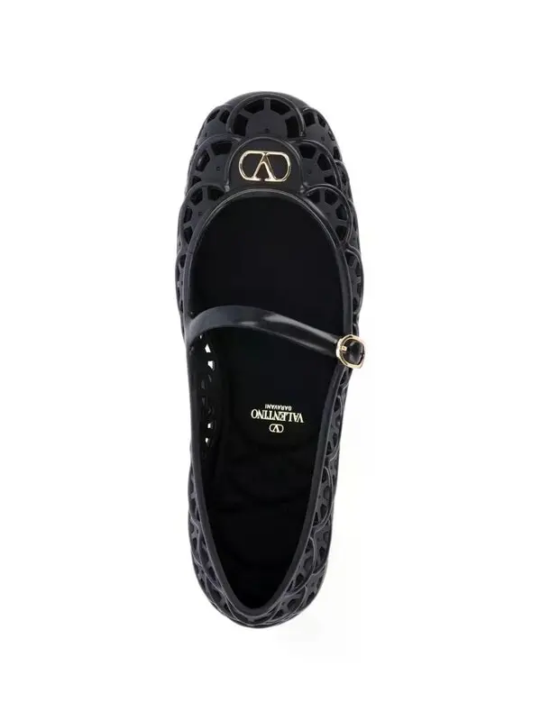 Valentino Garavani Ondette Rubber Ballerina With Scallop Pattern 05mm