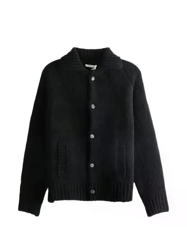 Auralee Ribbed-knit Shawl-collar Cardigan