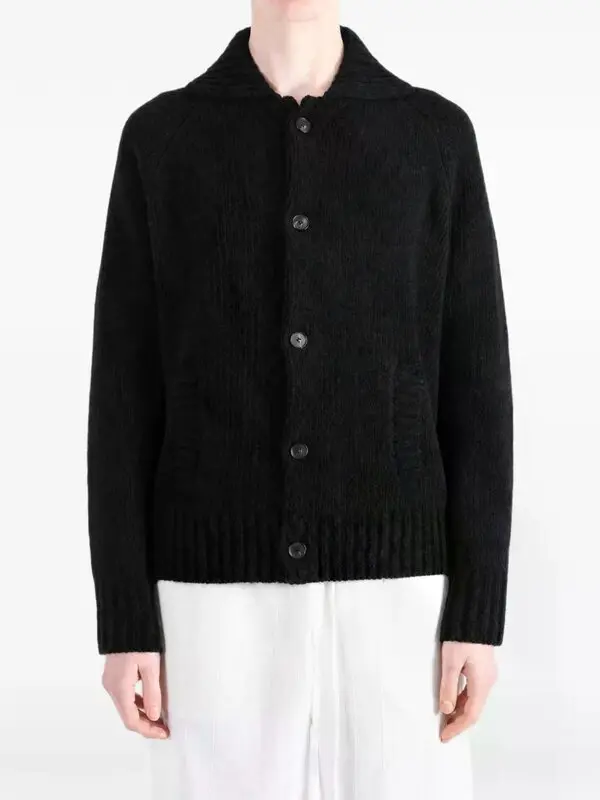 Auralee Ribbed-knit Shawl-collar Cardigan