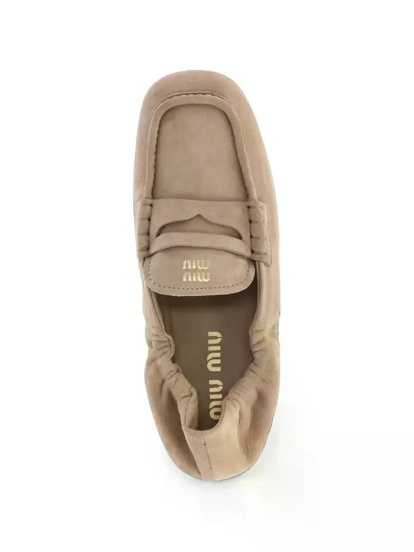 Miu Miu Ruched-detail Loafers - Neutrals