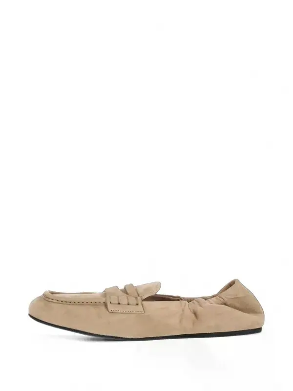 Miu Miu Ruched-detail Loafers - Neutrals