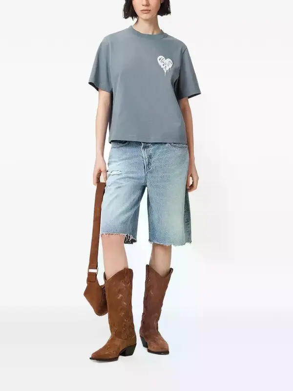 ALLSAINTS Lisa Trip Heart-print T-shirt - Blue