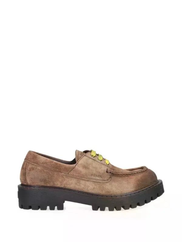 Prada Waxed Suede Lace-up Shoes