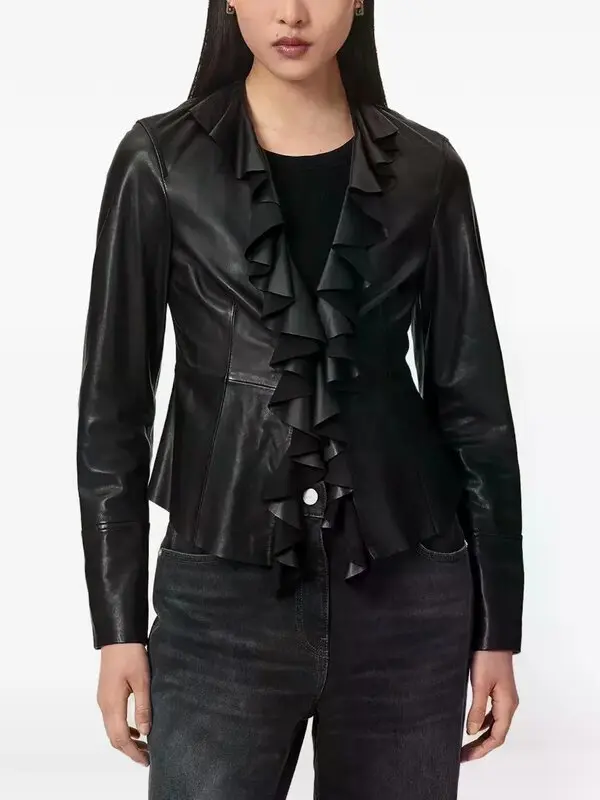ALLSAINTS Luana Ruffled Leather Jacket