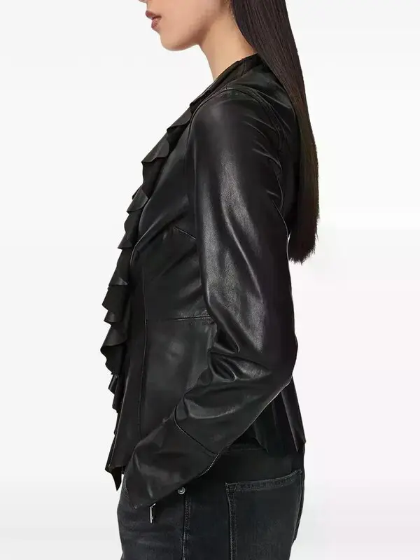 ALLSAINTS Luana Ruffled Leather Jacket