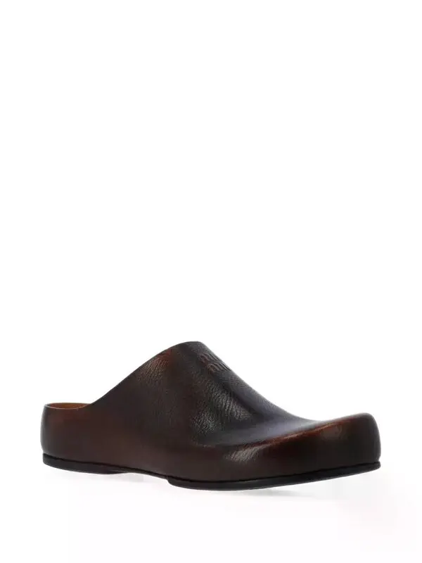 Miu Miu Leather Mules - Brown
