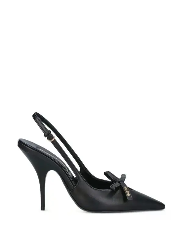 Miu Miu Bow-detail Slingback Pumps - Black