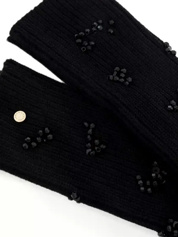 Armani Exchange Bead-embellished Ribbed-knit Gloves