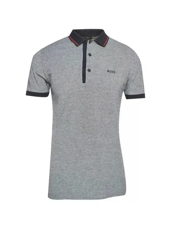 BOSS Logo-embroidered Polo Shirt - Grey